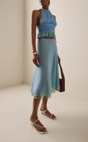 TAE PARK Pleated Wrap Chiffon Top