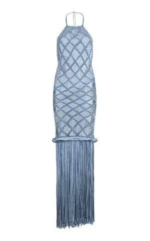 PALMA CANARIA Serena Handwoven Macramé Maxi Dress - Grey