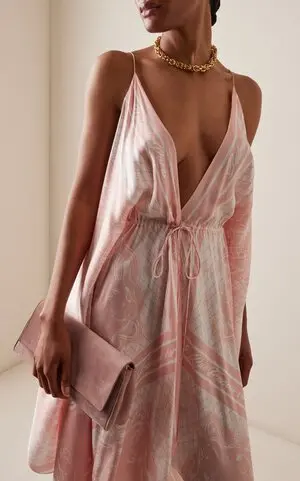 Balmain Open-shoulder Foulard-print Dress