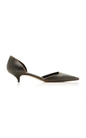 THE ROW Liisa Kitten Heel D'orsay Pumps In Antiqued Leather - Brown