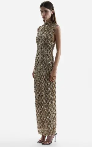 Rachel Gilbert Sinclair Embellished Column Gown