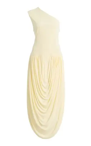 Brandon Maxwell One-shoulder Draped Midi Dress - Yellow