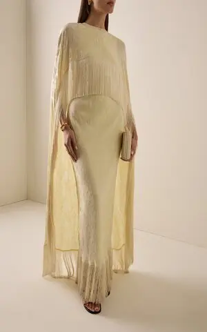 Anna October Gill Fringed Crepe Maxi Dress