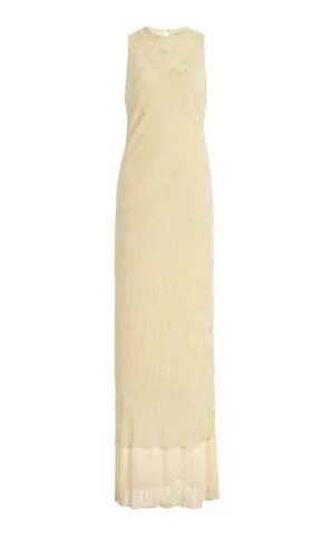 Anna October Fringed Crepe Maxi Dress - Yellow