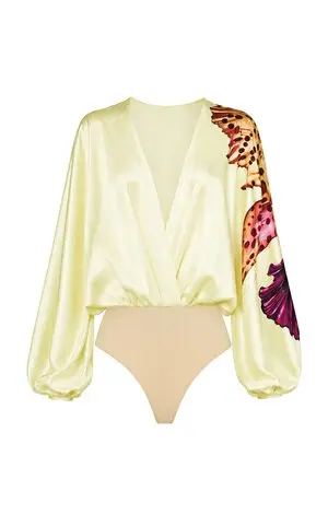 ANDRÉS PAJÓN Copal Printed Satin Top - Yellow