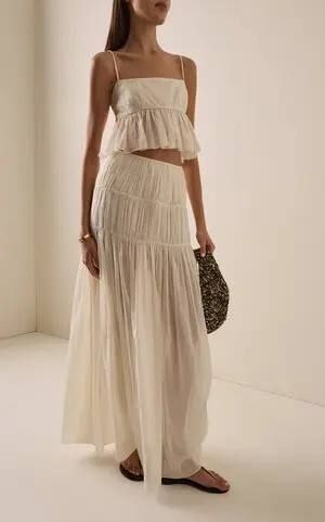 MORE NOIR Dani Cotton-silk Voile Maxi Skirt