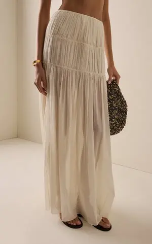 MORE NOIR Dani Cotton-silk Voile Maxi Skirt