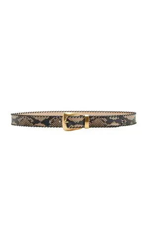 Khaite Benny Whipstitch Snake-effect Leather Belt - Taupe