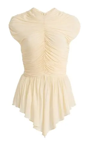 Tove Gabor Ruffled Jersey Top - White