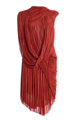 Balmain Draped Jersey Dress - Red