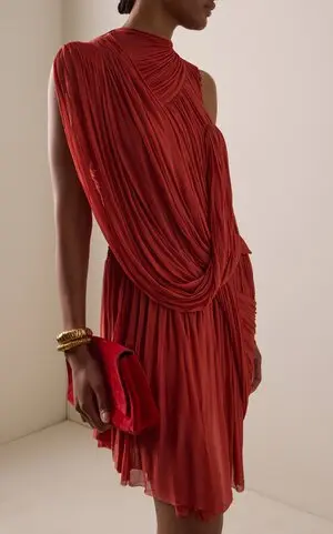 Balmain Draped Jersey Dress - Red