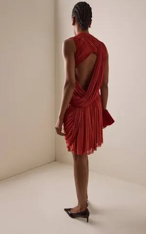 Balmain Draped Jersey Dress - Red
