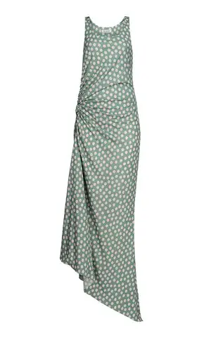 ALAÏA ALAÏA Gathered Jersey Maxi Dress With Asymmetrical Hem