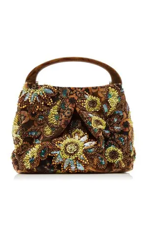 Dries Van Noten Embroidered Cotton-blend Handbag With Resin Hardware - Multi