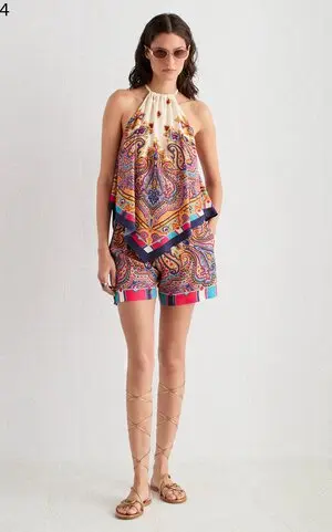 Etro Printed Twiill Halter Top