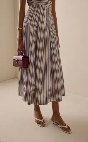 Lela Rose Striped Cotton Full Skirt