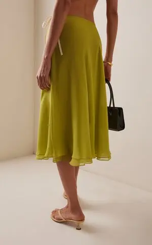 TAE PARK Exclusive Flowy Silk-chiffon Midi Skirt
