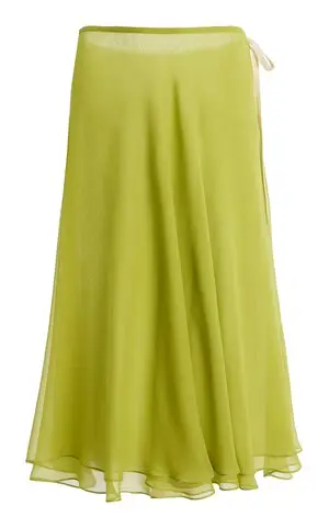 TAE PARK Flowy Silk-chiffon Midi Skirt - Green