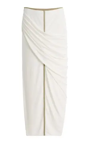 Significant Other Jolie Draped Maxi Skirt With Contrast Piping - Ivory