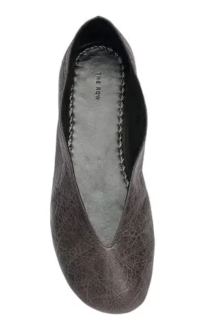 THE ROW Fay Two Textured Leather Ballet Flats