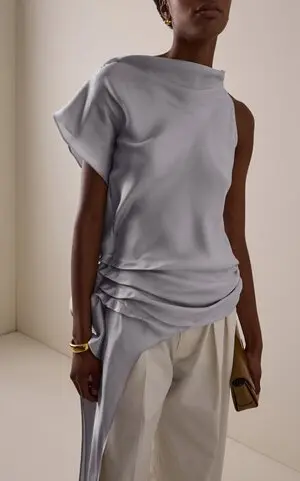 KALLMEYER Exclusive Elif Asymmetric Draped Satin Top