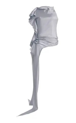 KALLMEYER Elif Asymmetric Draped Satin Top - Blue