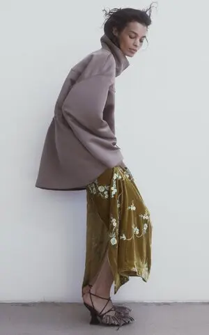 HARRIS TAPPER Embroidered Velvet Maxi Dress