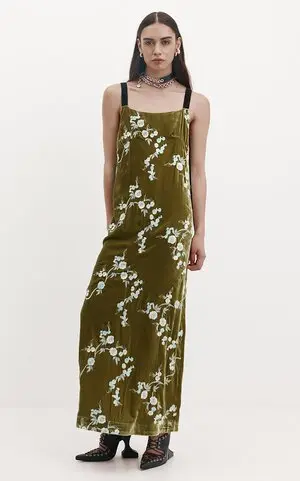 HARRIS TAPPER Embroidered Velvet Maxi Dress