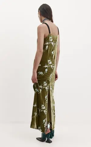 HARRIS TAPPER Embroidered Velvet Maxi Dress