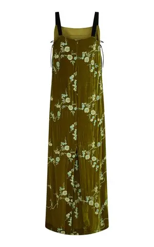 HARRIS TAPPER Embroidered Velvet Maxi Dress