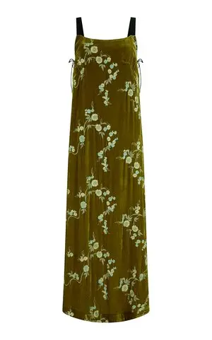 HARRIS TAPPER Embroidered Velvet Maxi Dress