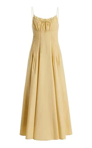 Staud Margi Ruffled Cotton-blend Maxi Dress - Yellow
