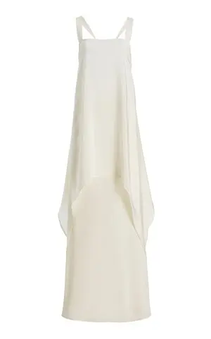 Staud Kira Draped Silk Maxi Dress - Ivory