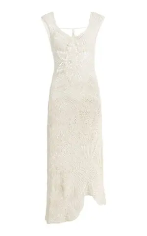 Akoia Swim Crochet Asymmetrical Cotton Midi Dress - Ivory