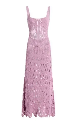 Akoia Swim Crochet Cotton Maxi Dress - Purple