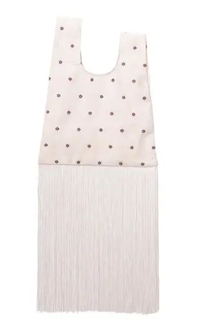 MÉLISSE Rose Bud Knot Bag Embroidered Moire With Fringe