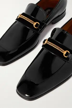 TOM FORD Bailey Chain-embellished Patent Leather Penny Loafers