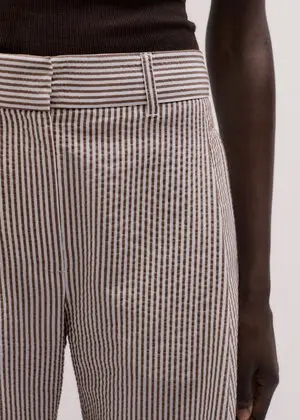 ME+EM Seersucker Striped Trousers - Cocoa/cream