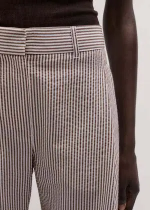 ME+EM Seersucker Striped Trousers - Cocoa/cream