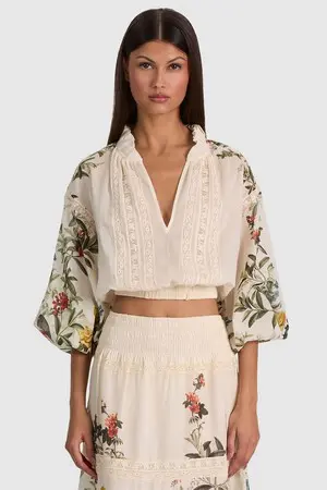 Alice + Olivia Cassie Embroidered Blouse - Red