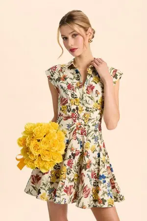 Alice + Olivia Kim Corset Shirt Dress In Desert Springs Print