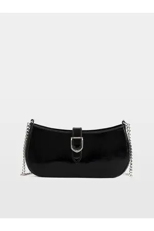 Zadig&Voltaire Janis Vintage Patent Bag With Signature Wings - Black
