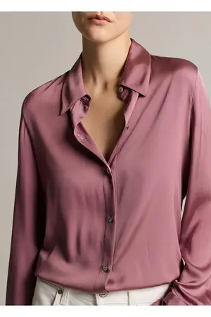 Vince Silk-blend Slim Button-front Blouse