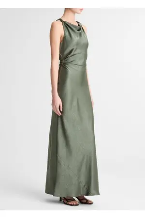 Vince Satin Twist-shoulder Dress