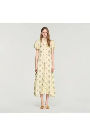 Sandro Paisley Print Maxi Dress - Yellow