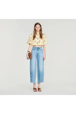 Sandro Paisley Print Crop Top - Yellow