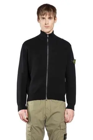 Stone Island 5100126 Organic Cotton Zip-up Jumper - Black