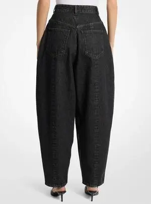 Michael Kors Courtney Pleated Denim Barrel Jeans