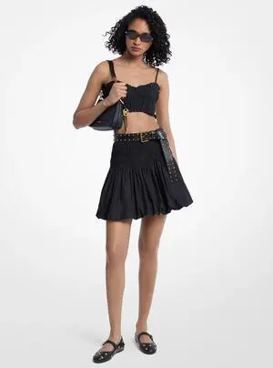 Michael Kors Cotton Smocked Bubble Skirt