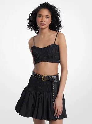 Michael Kors Smocked Cotton Poplin Bra Top In Size By - Black